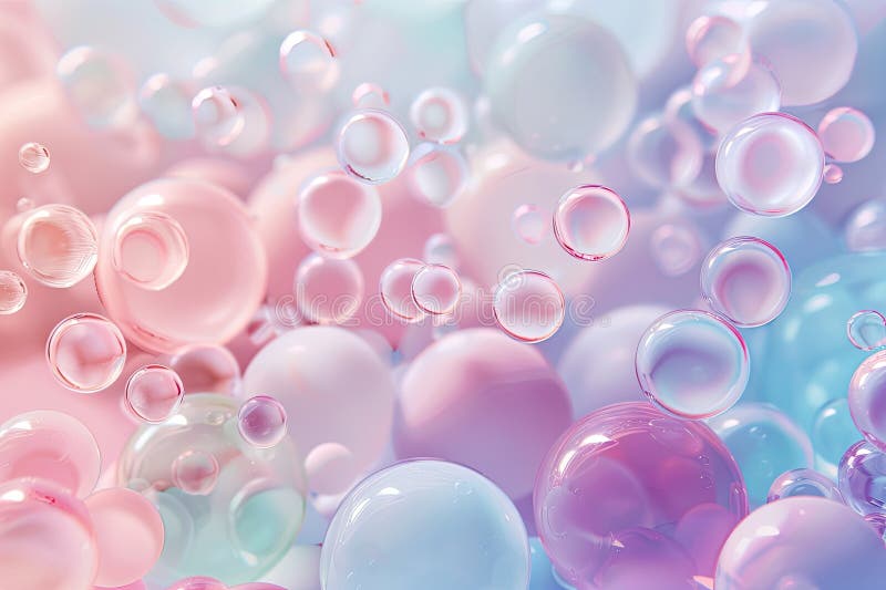 Soft, Pastel-colored Bubbles of Various Sizes, Creating a Playful and ...