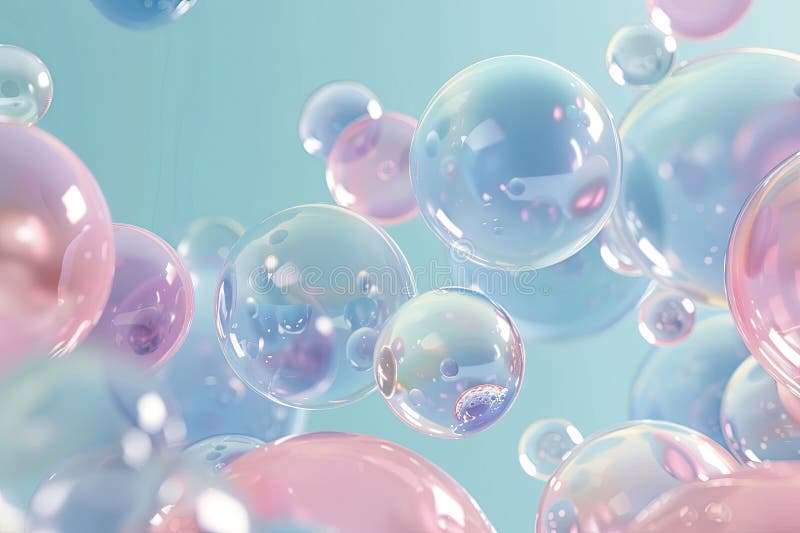 Soft, Pastel-colored Bubbles of Various Sizes, Creating a Playful and ...