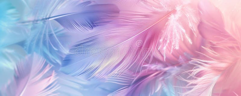 Soft Pastel-colored Feathers Floating with Delicate Gradient Background ...