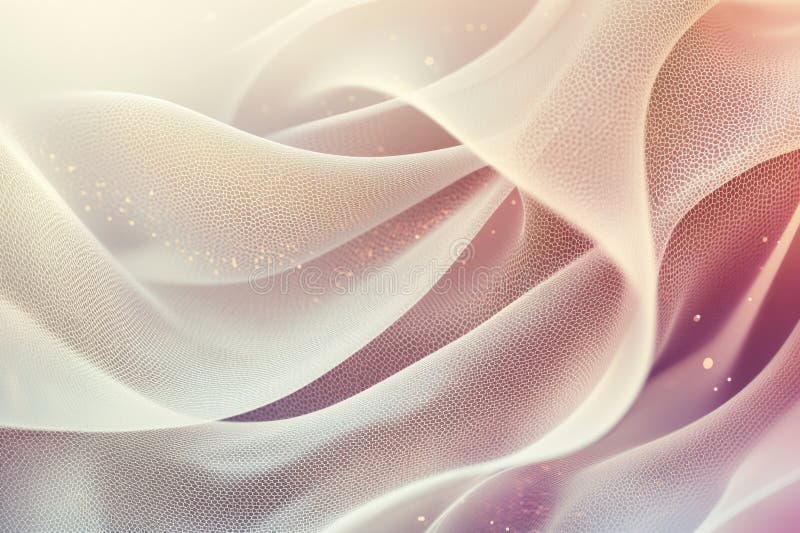 Soft Pastel Colored Mesh Fabric Gently Waving and Sparkling with Small ...