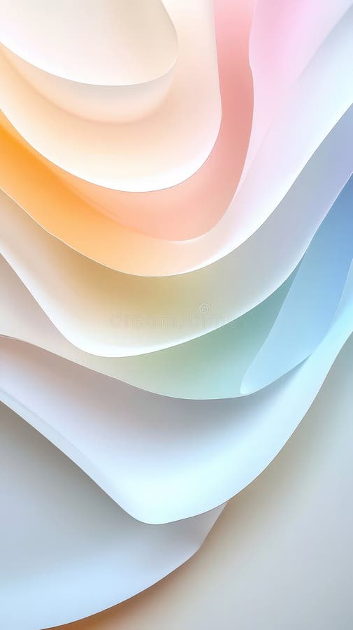 Pastel Paper Sheets Softly Folding, Layering into Delicate Abstract ...