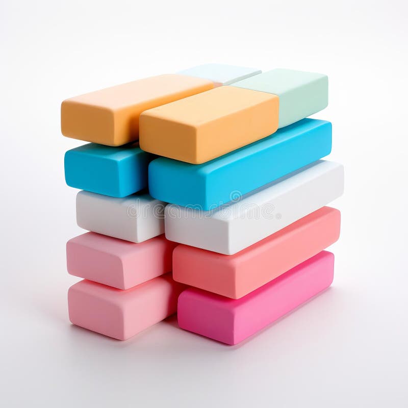 Soft Pastel Colored Rectangular Blocks on White Background Stock ...