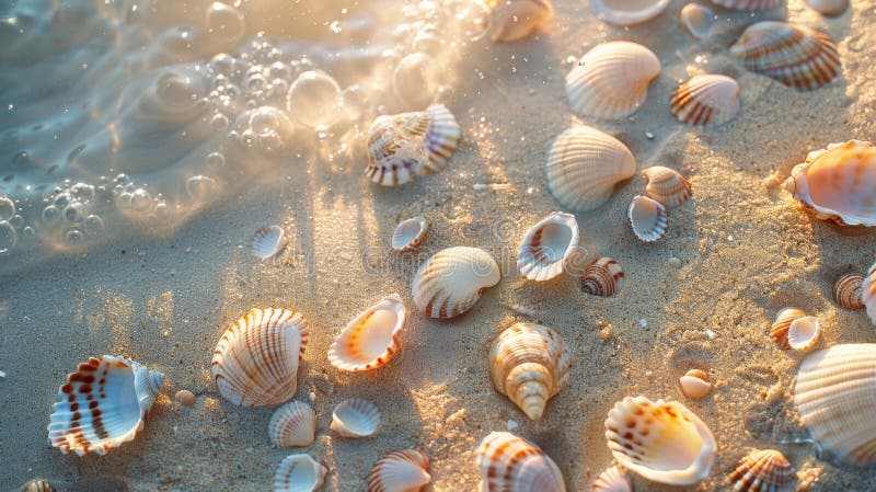 Coastal Seashell Decor, Soft Pastel-colored Seashells Artfully Arranged ...