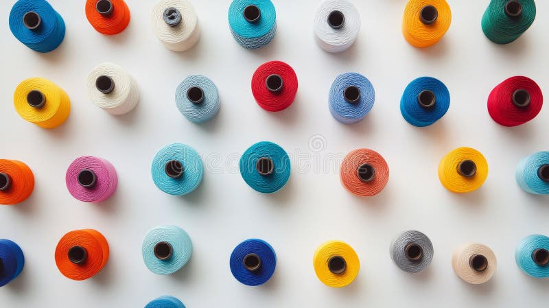 Pastel Spools of Thread Arranged on Minimalist Platforms Stock ...