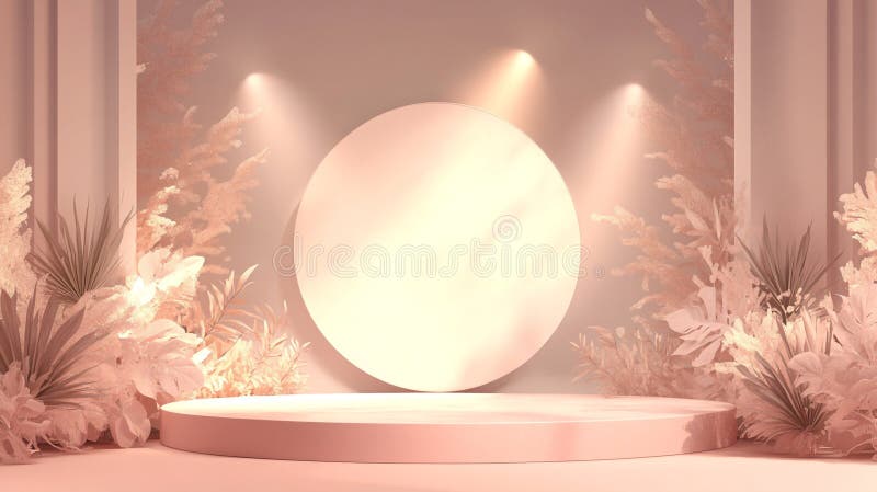 Elegant Showcase Stage with Soft Lighting and Greenery Accents in ...