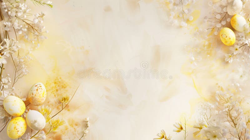 Soft Pastel Easter Background with Easter Eggs and Flowers ...