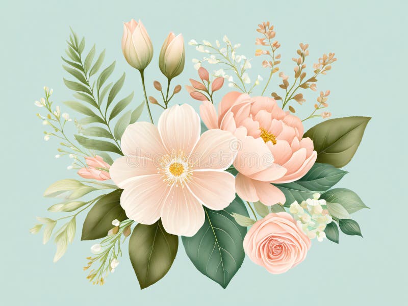 Soft Pastel Floral Bouquet stock illustration. Illustration of design ...