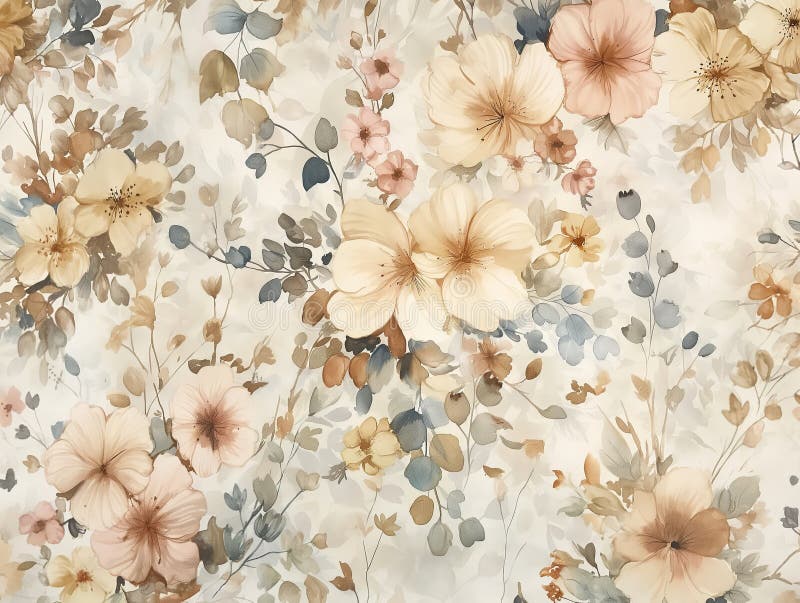 Vintage Floral Pattern with Soft Pastel Colors Stock Photo - Image of ...