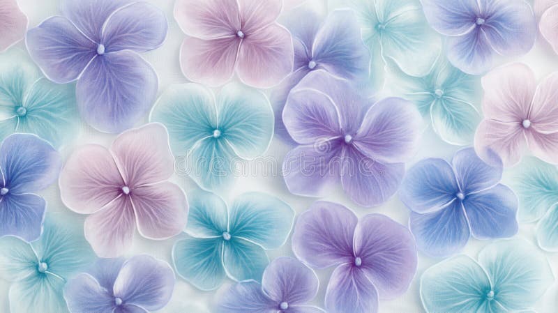 Soft Pastel Floral Pattern with Translucent Petals Stock Illustration ...