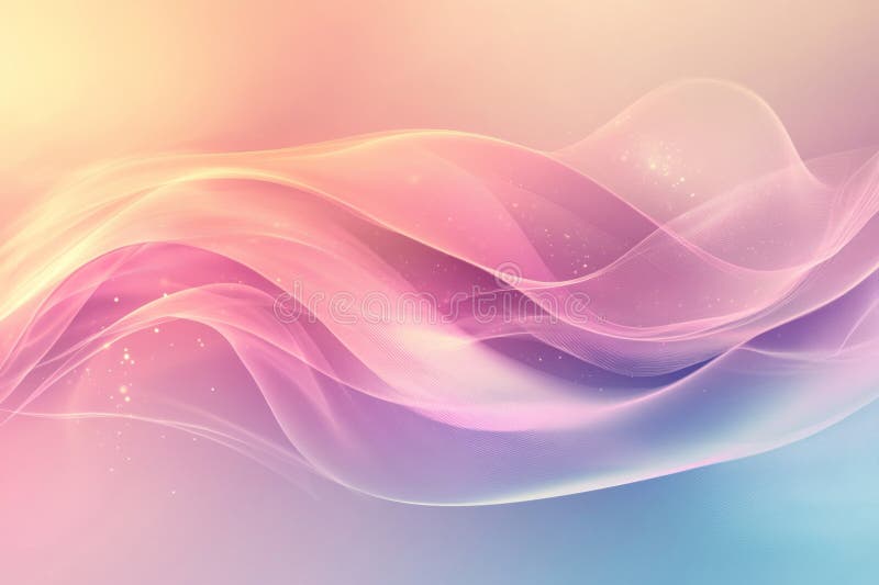 Soft Pastel Gradient Background with Flowing Wavy Lines and Sparkling ...
