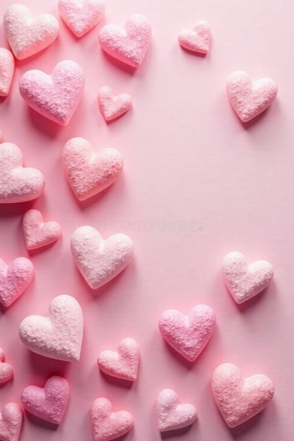 Soft Pastel Hearts Scattered on Faded Rose Background Soft Rose Stock ...