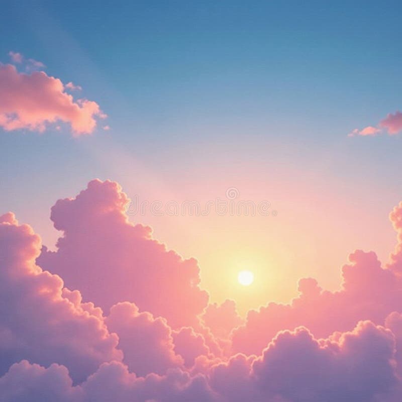 Soft Pastel Hues Paint the Sky, Clouds Drift in a Dreamy Sunset ...