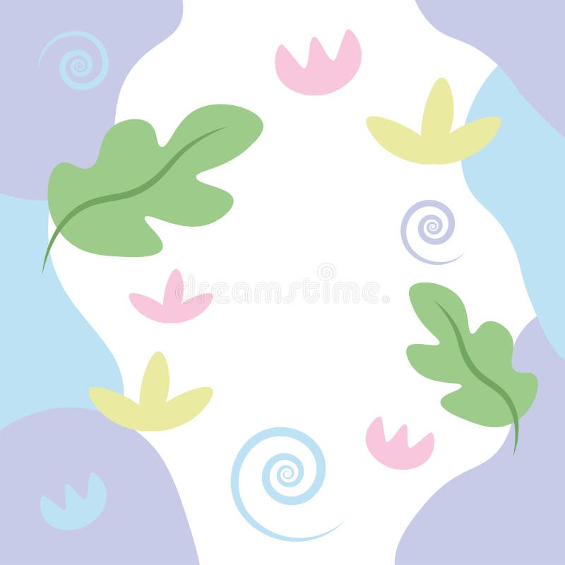 Soft Pastel Leaf Swirl Frame. Vector Stock Vector - Illustration of ...