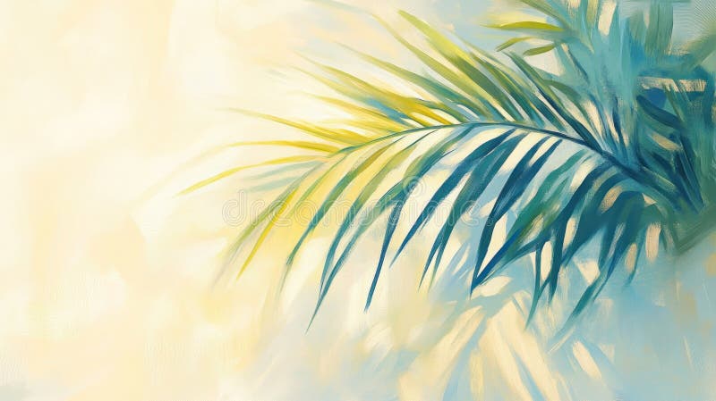 Soft, Pastel Painting of a Palm Frond with Sunlight Stock Photo - Image ...