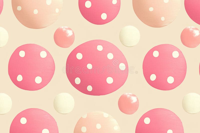 Soft Pastel Pattern with Large Pink and White Polka Dots on a Light ...