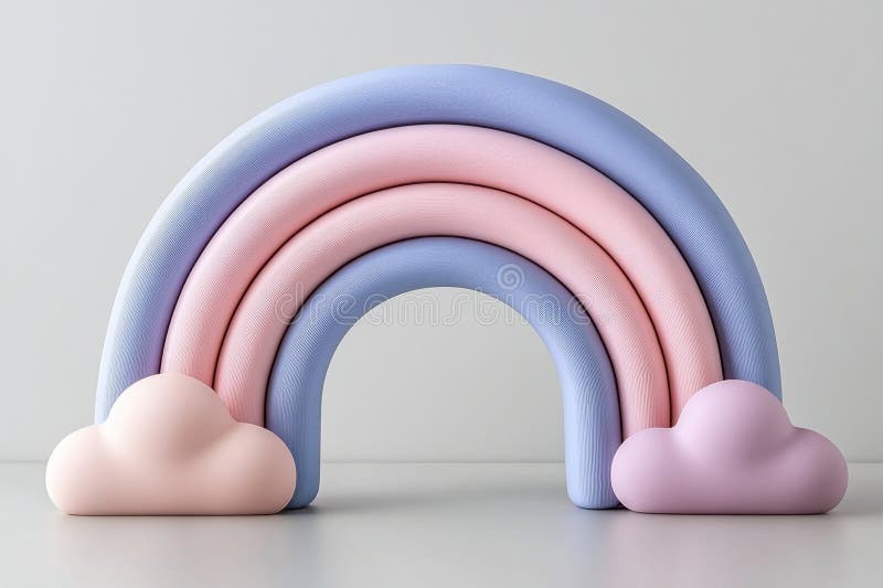 Soft Pastel Rainbow Arc Design on Plain White Background for Decorative ...