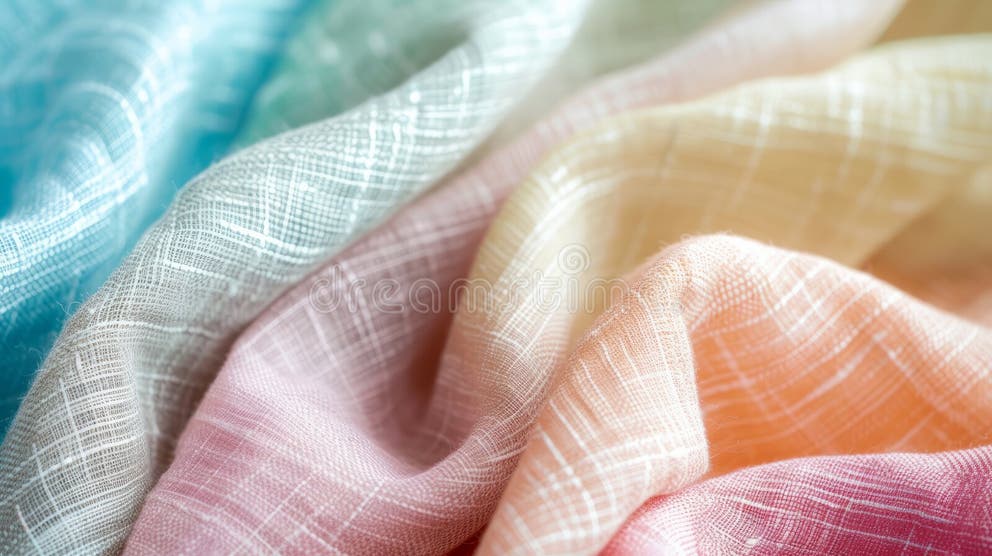 Soft, Pastel Rainbow Fabric with a Subtle Grid Pattern, Creating a ...
