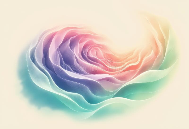 Soft Pastel Rose with Flowing Petals in a Dreamy Gradient of Colors ...