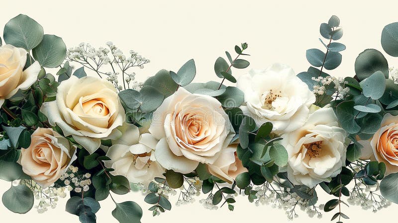 Soft Pastel Roses and Greenery Create a Serene and Elegant Backdrop ...