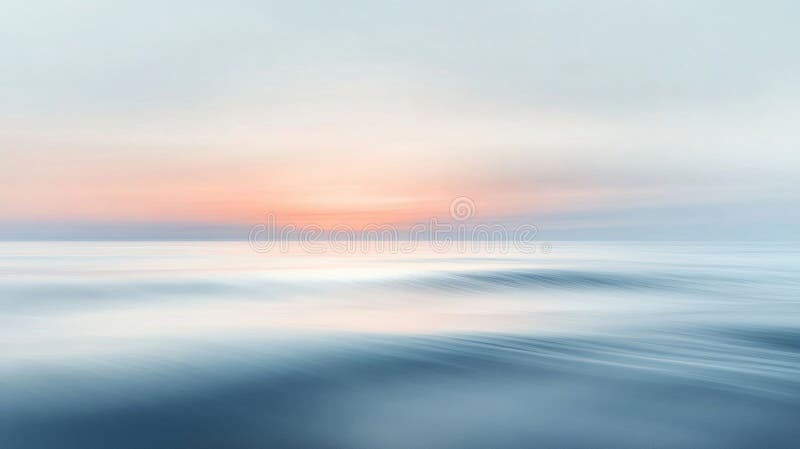 Soft Pastel Sunset Over Calm Ocean Stock Illustration - Illustration of ...