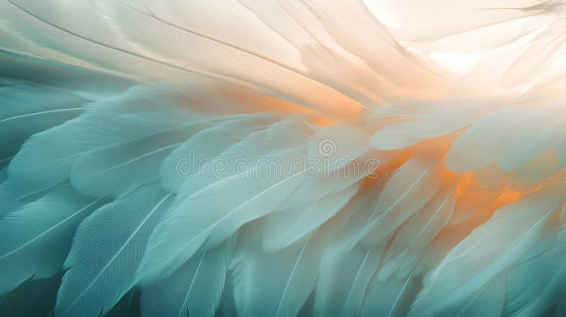 Soft Pastel Teal and Orange Bird Feathers Stock Illustration ...