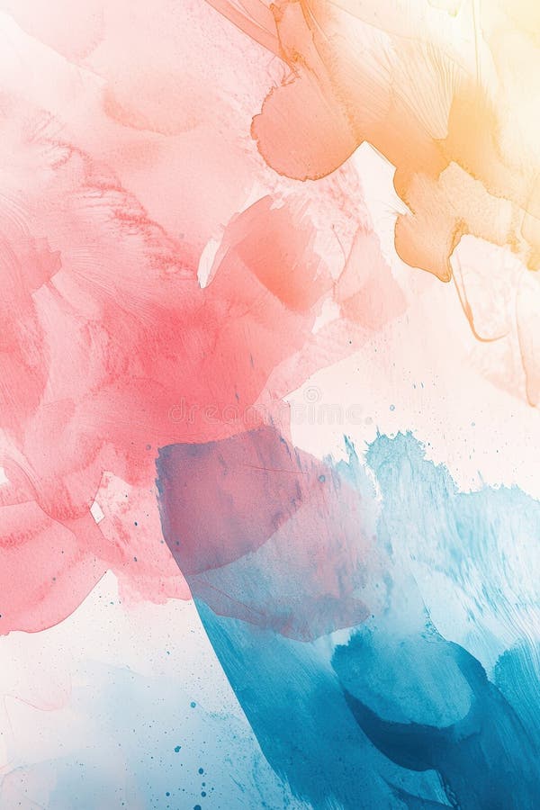 Soft Pastel Watercolor Abstract Background in Pink, Blue, and Peach for ...