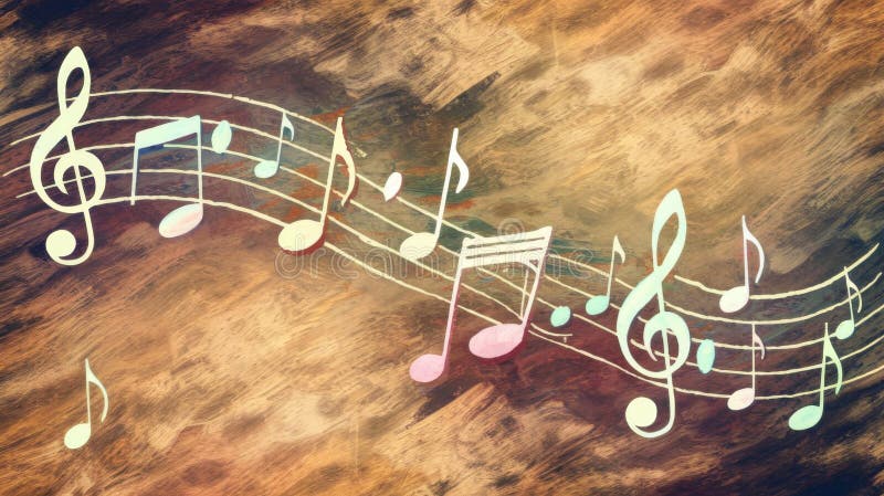 Soft Pastel Watercolor Music Notes on a Textured Background, Creating a ...