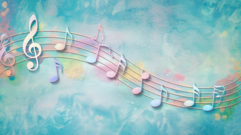 Soft Pastel Watercolor Music Notes on a Textured Background, Creating a ...