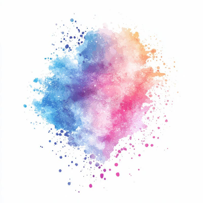 Soft Pastel Watercolor Splash, Delicate and Airy, Isolated on White ...