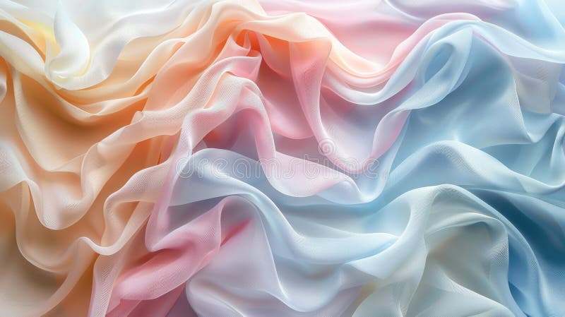 Soft Pastel Waves of Fabric Captured in a Delicate Flow, Representing ...