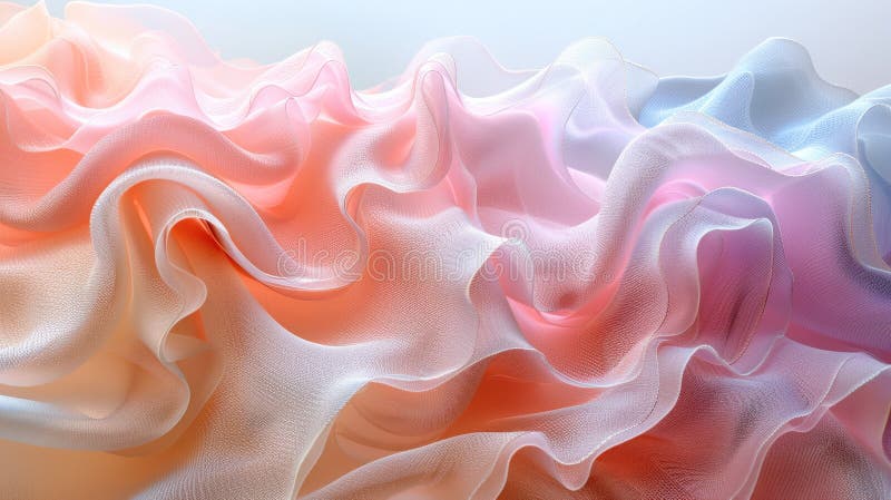 Soft Pastel Waves of Fabric Captured in a Delicate Flow, Representing ...