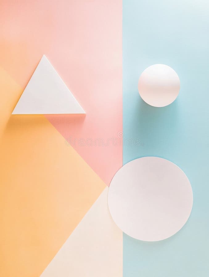 Simple White Shapes on a Soft Pastel Background Create a Minimal and ...