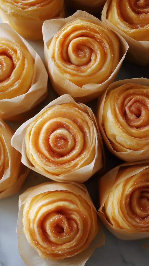 Delicious Pastry Rolls Shaped Like Roses Arranged Beautifully on a Tray ...