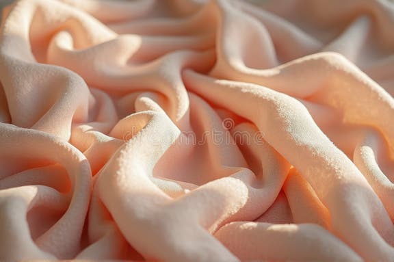 Soft Peach Fabric with Gentle Folds and Natural Texture in Sunlight ...