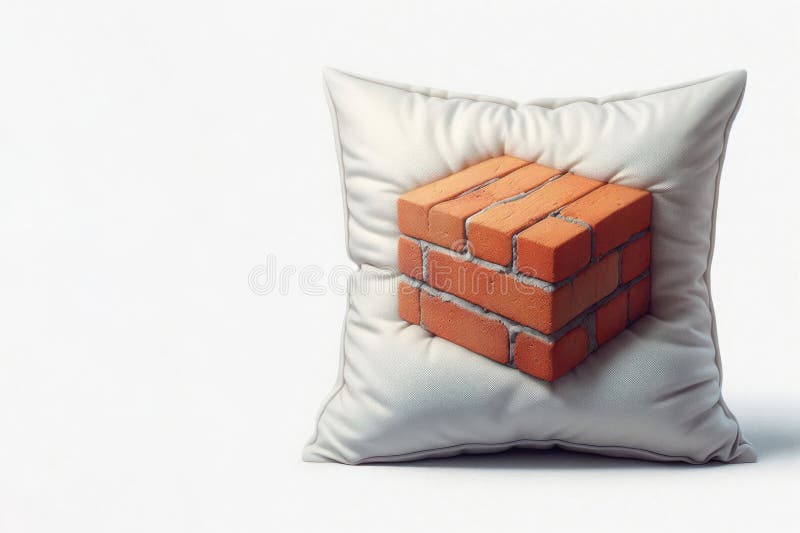 Soft Pillow with Brick Wall Texture. Space for Text. Stock Image ...
