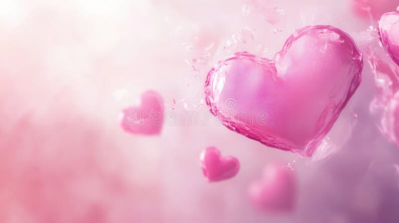 Soft Pink Abstract Background Filled with Floating Hearts and Delicate ...