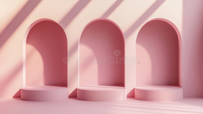 Soft Pink Archway Display with Subtle Light and Shadow Stock ...
