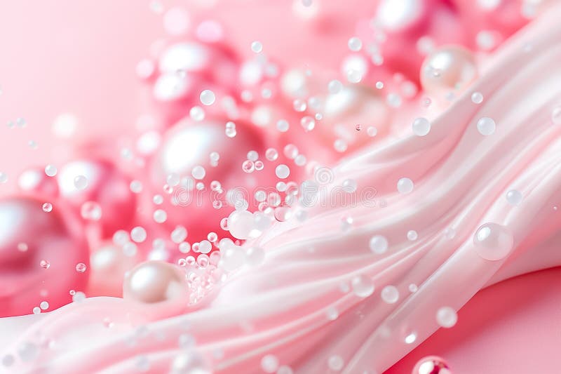 A Soft Pink Backdrop Features Glossy Pearls Scattered among Shimmering ...