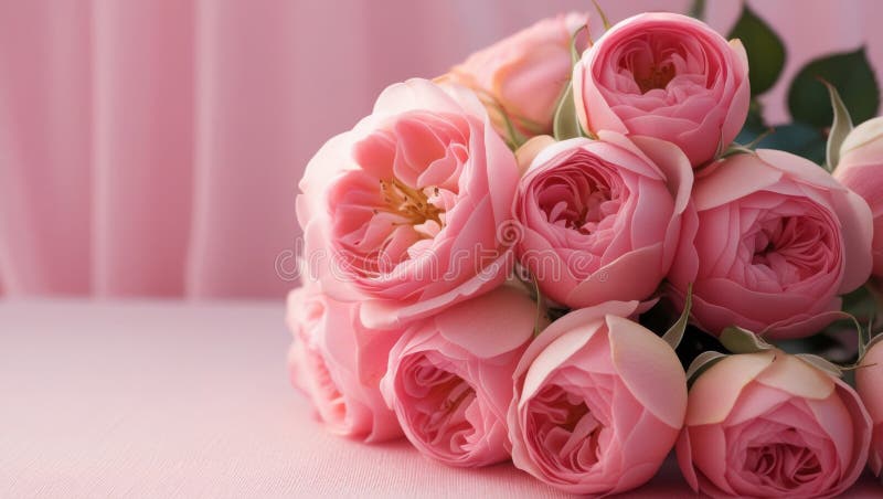 Soft Pink Backdrop Featuring Close-up of Blooming Roses Stock ...