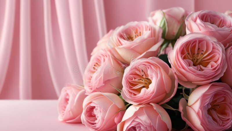 Soft Pink Backdrop Featuring Close-up of Blooming Roses Stock ...