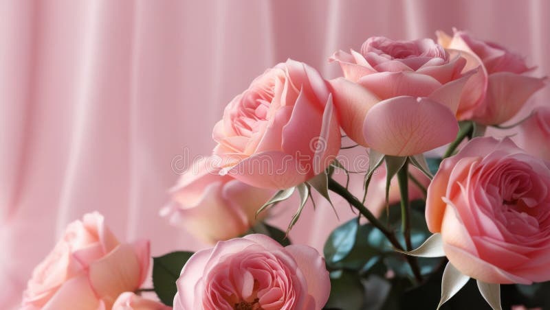 Soft Pink Backdrop Featuring Close-up of Blooming Roses Stock ...