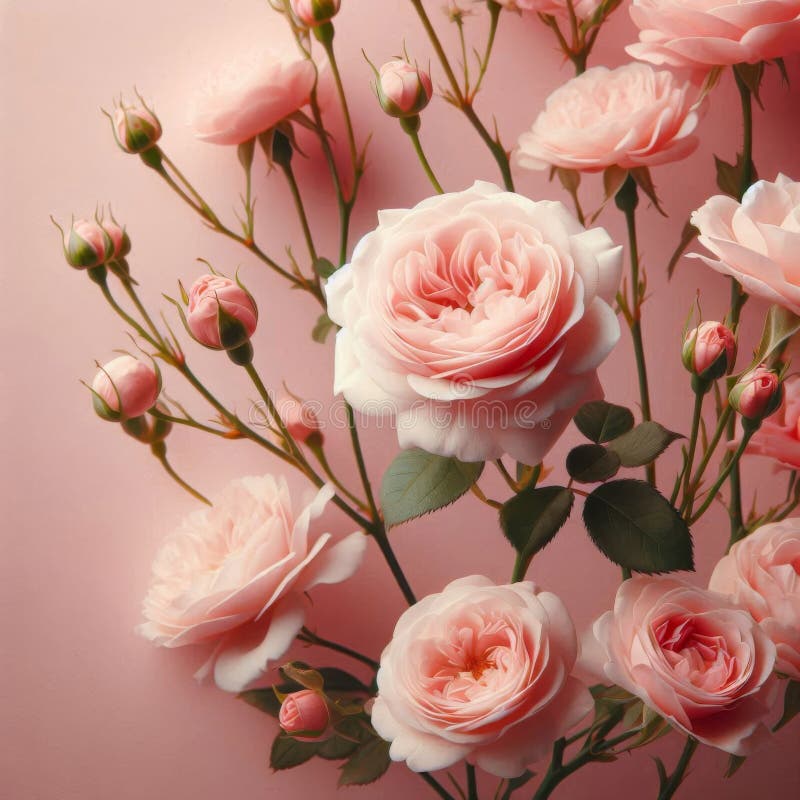 Soft Pink Backdrop Featuring Close-up of Blooming Roses Stock ...