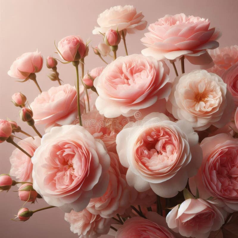 Soft Pink Backdrop Featuring Close-up of Blooming Roses Stock ...