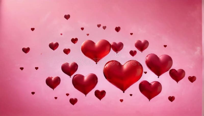 A Soft Pink Backdrop Filled with Floating Abstract Hearts, Stock ...