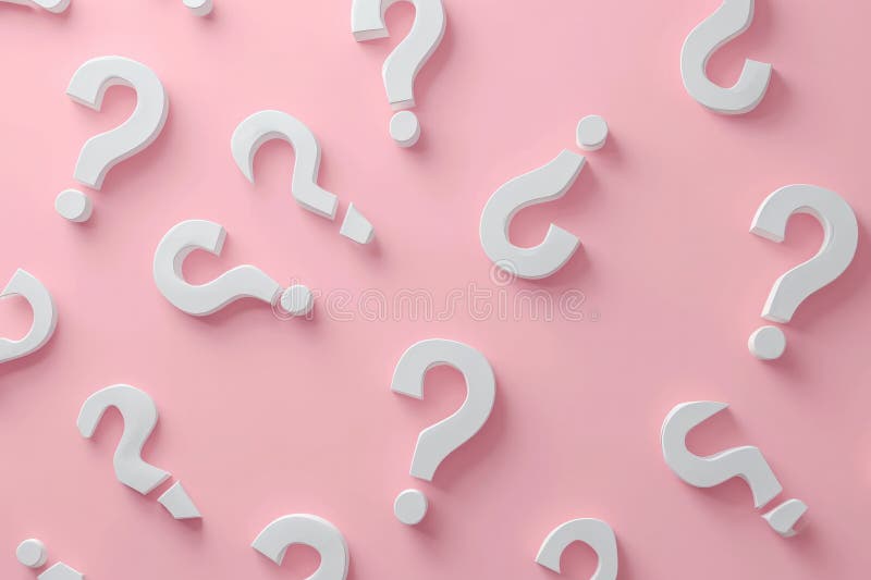 Soft Pink Background Adorned with White Question Marks, Sense of ...