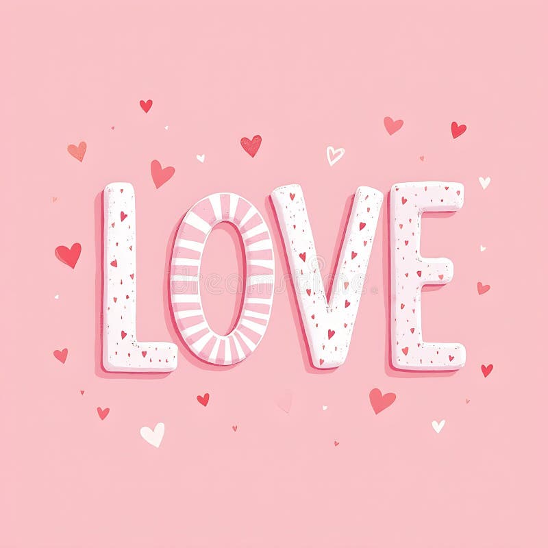 A Soft Pink Background with the Large White Word "LOVE" with a Mix of ...