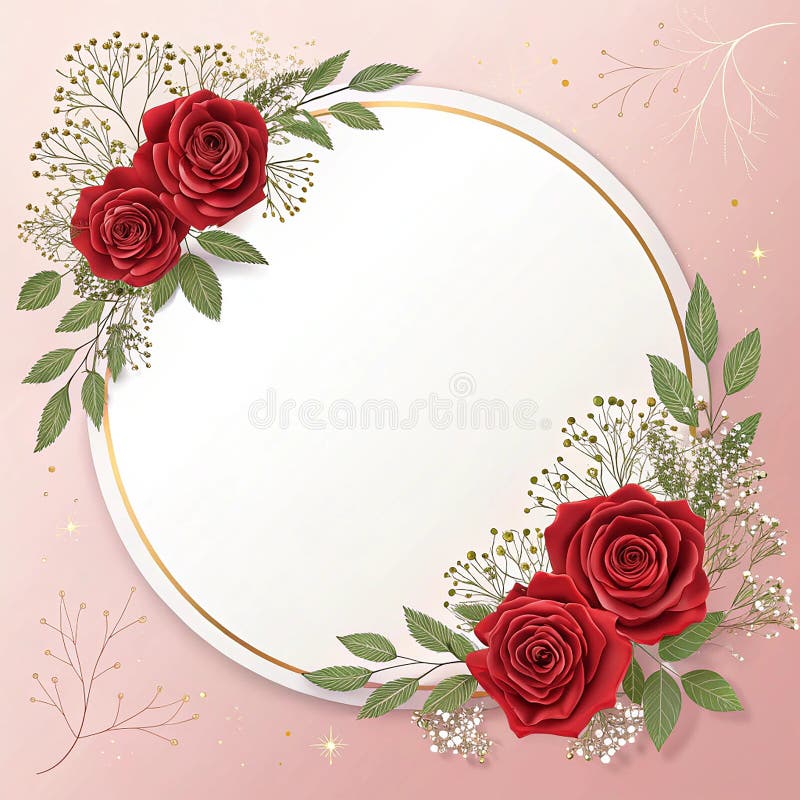 Soft Pink Background with Rose Round Frame Stock Illustration ...