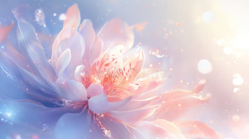 Soft Pink and Blue Flower Bloom with Gentle Light Stock Illustration ...