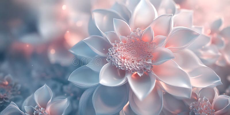 Soft Pink Blue Flowers Dreamy Floral Background Stock Illustration ...