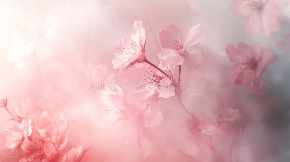 Soft Pink Cherry Blossoms in Dreamy Light Stock Illustration ...